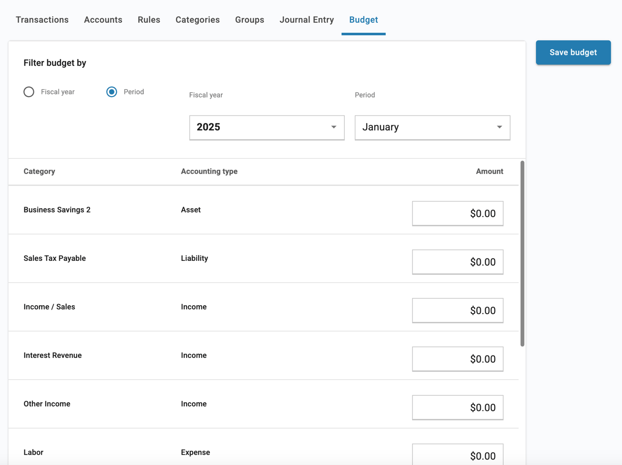 Create a budget