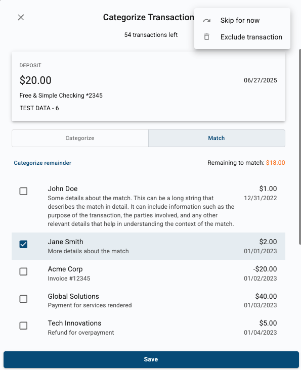Categorizing transactions