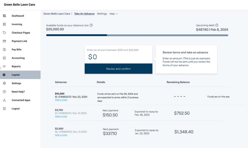 Repayment of Capital draws