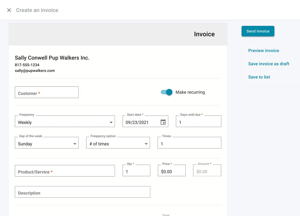 Create a Recurring Invoice Create a Recurring Invoice