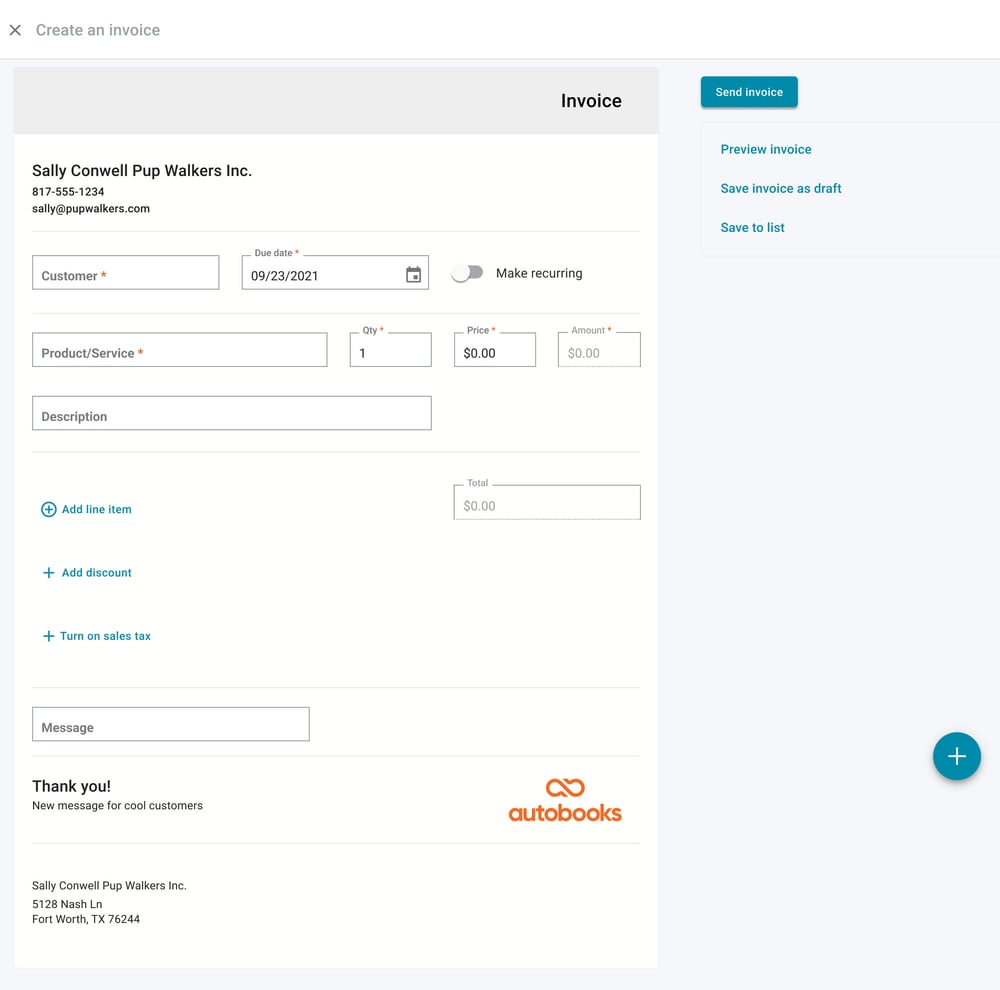 Create and send an invoice
