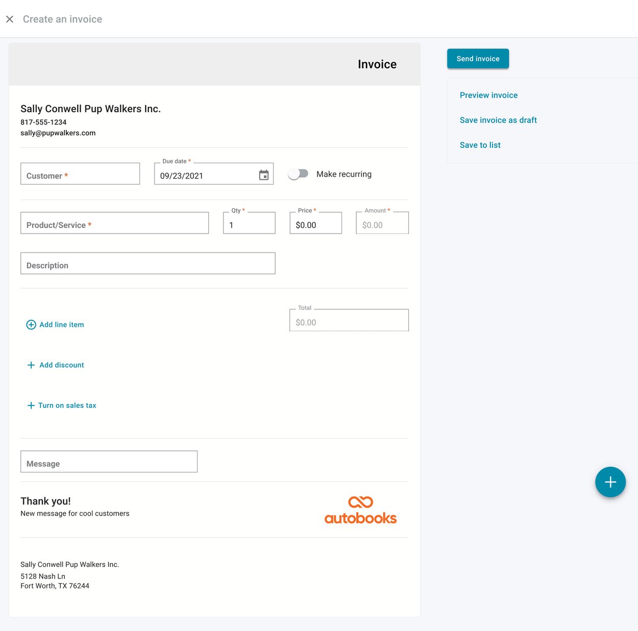 Create and send an invoice