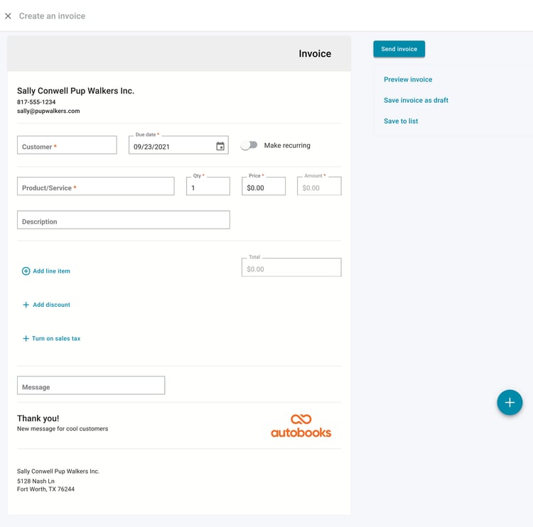 Create and send an invoice