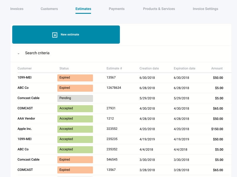 Create an estimate for your potential customer