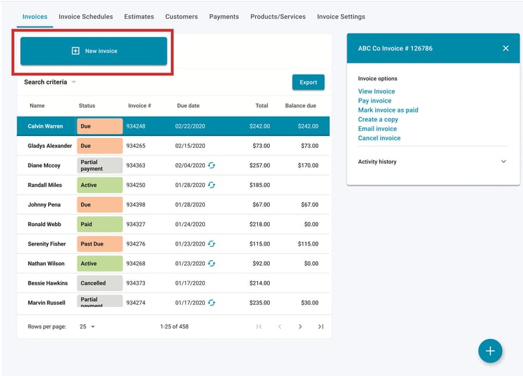 Add a product or service to an invoice