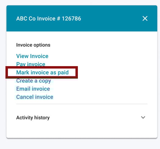 Manually mark an outstanding invoice as paid