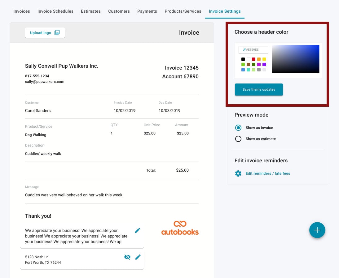 Customize your invoice template