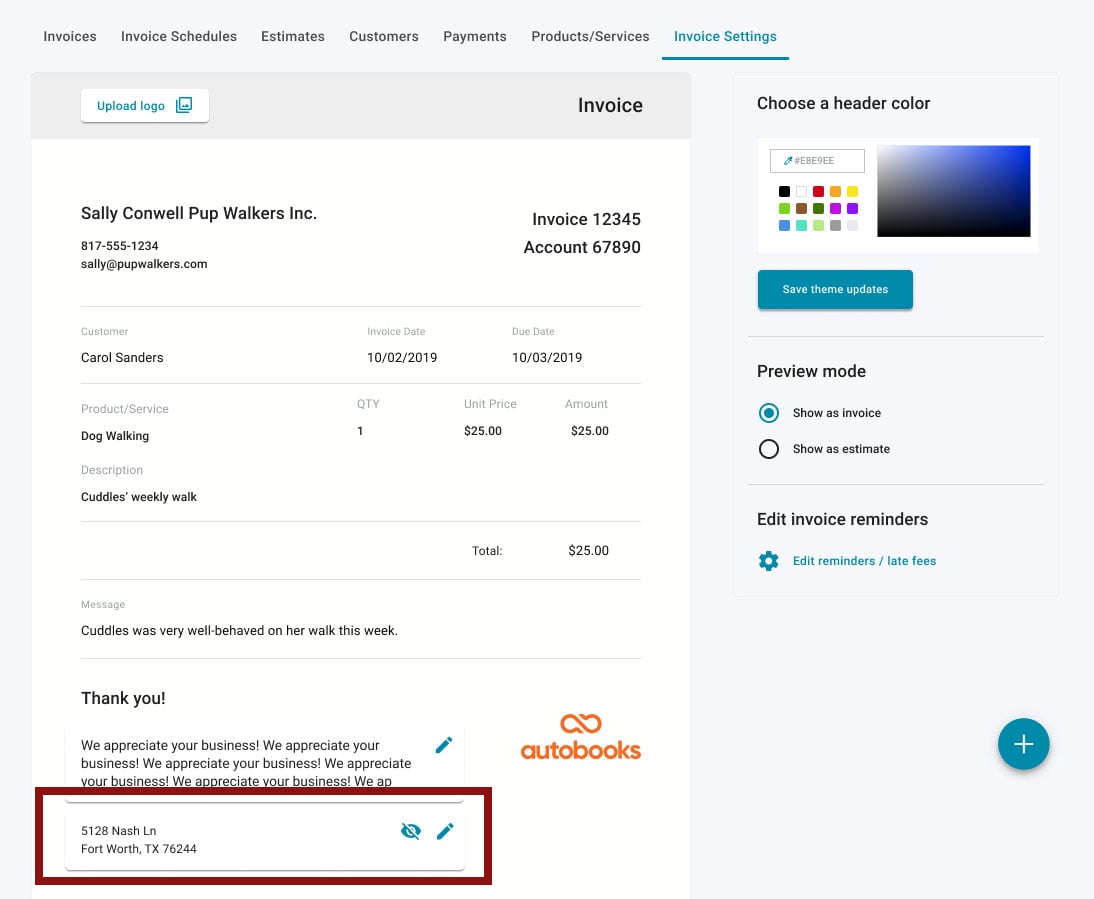 Customize your invoice template