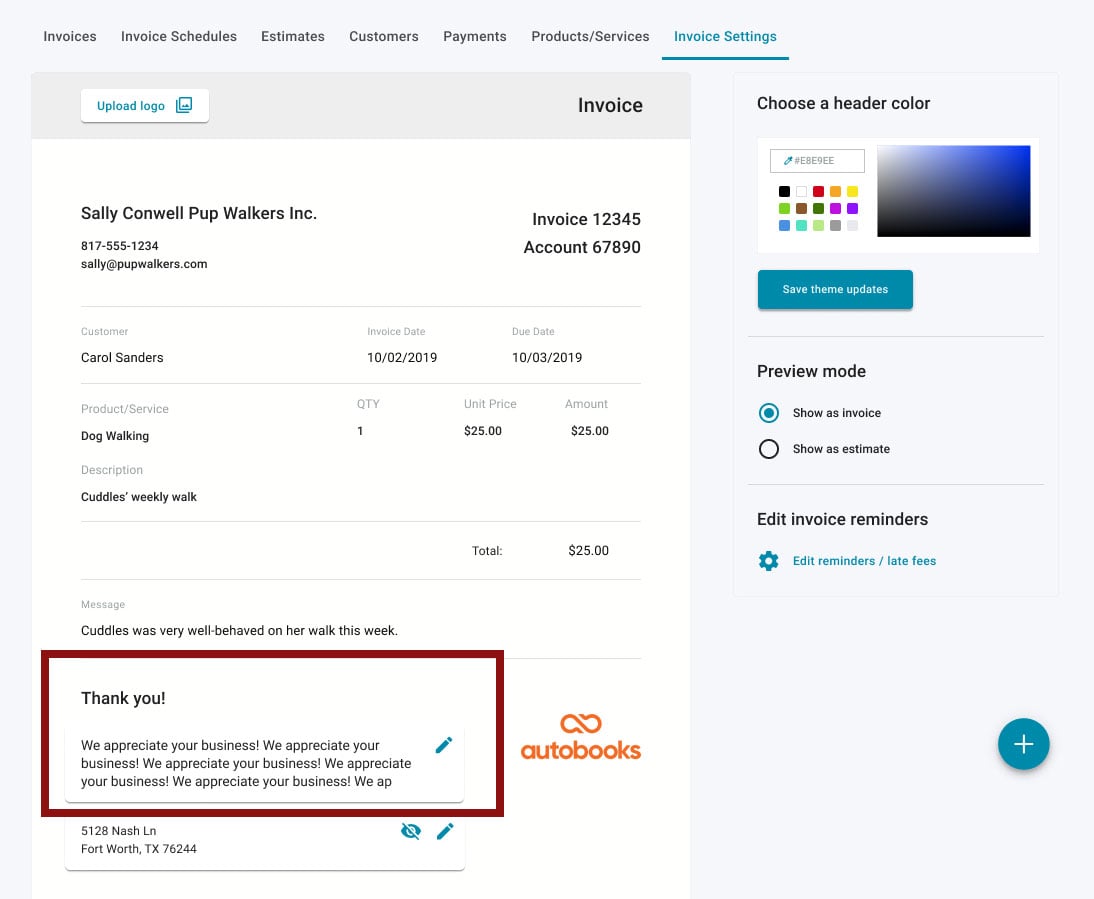Customize your invoice template