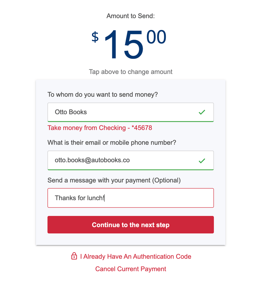 Pay a Person with Person to Person Transfer