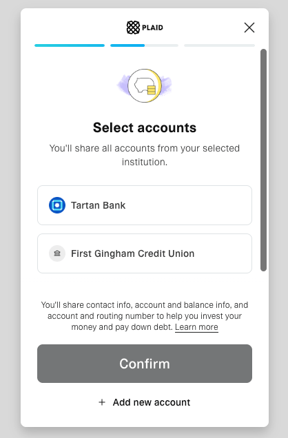 Adding Accounts for Account to Account (A2A) Transfers