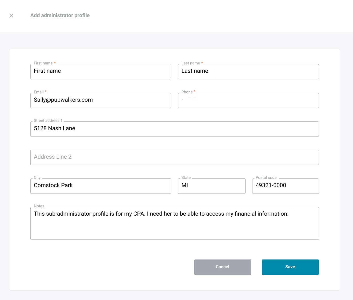 Add or update administrators for my account