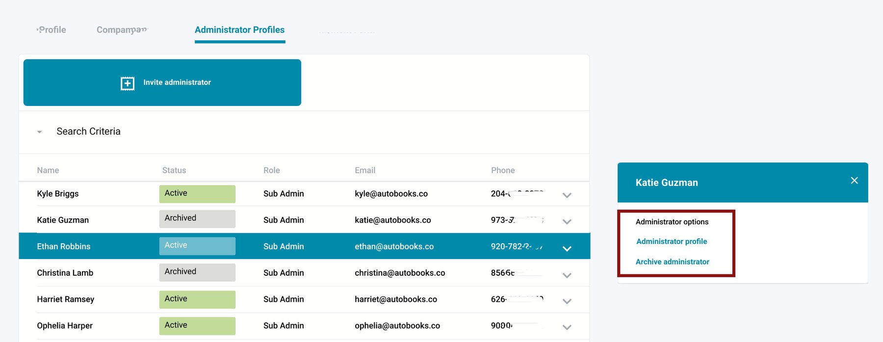 Add or update administrators for my account