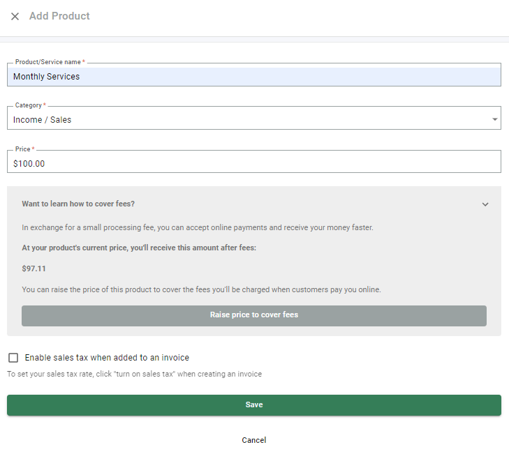 Pricing your product to account for processing fees