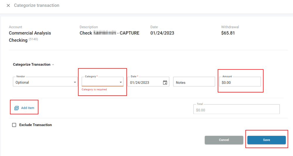 Categorizing transactions