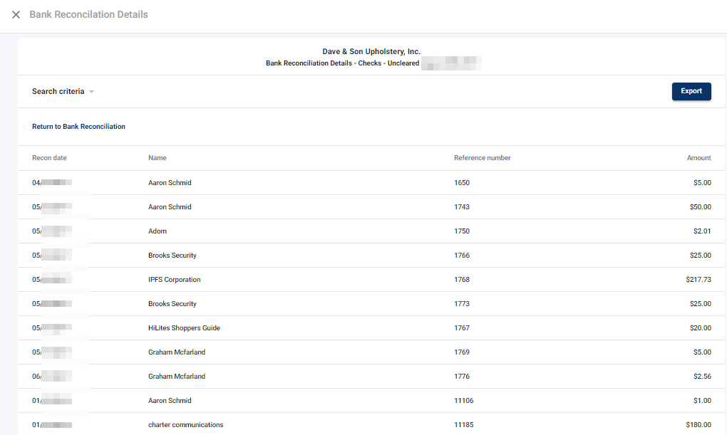 Understanding your Bank Reconciliation report