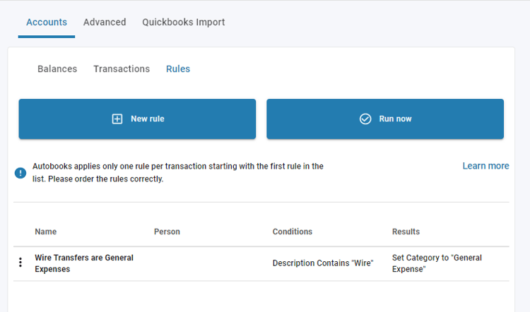 Automatically categorize transactions through Rules