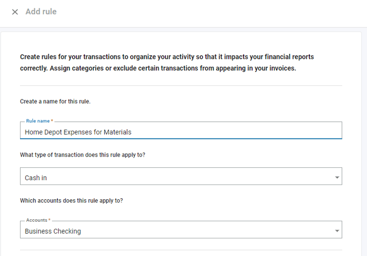 Automatically categorize transactions through Rules