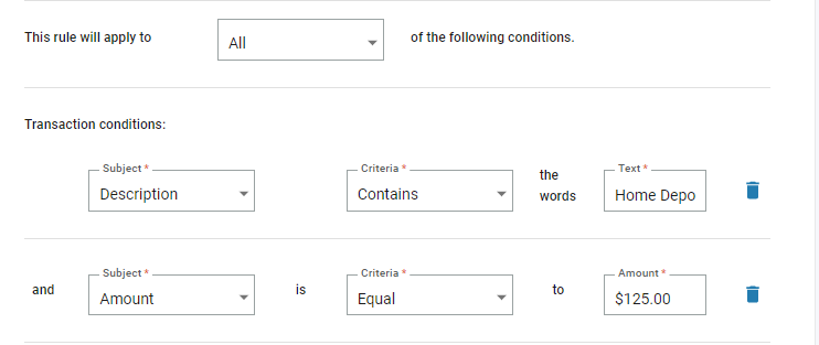 Automatically categorize transactions through Rules