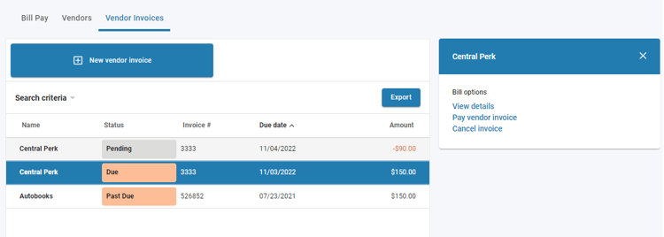 Manage Vendor Invoices