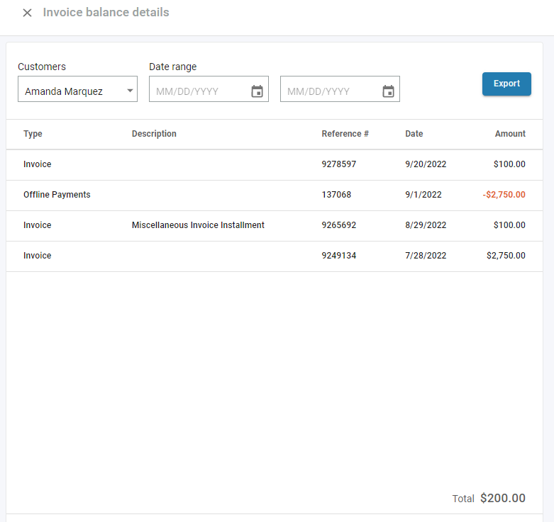 View your customer's invoice payment history