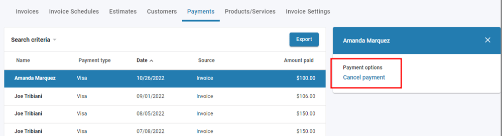 How to refund an invoice payment