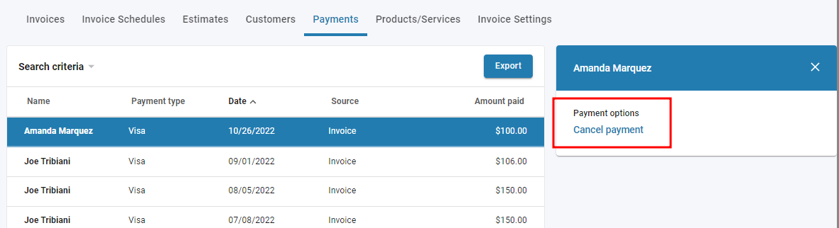 How to refund an invoice payment